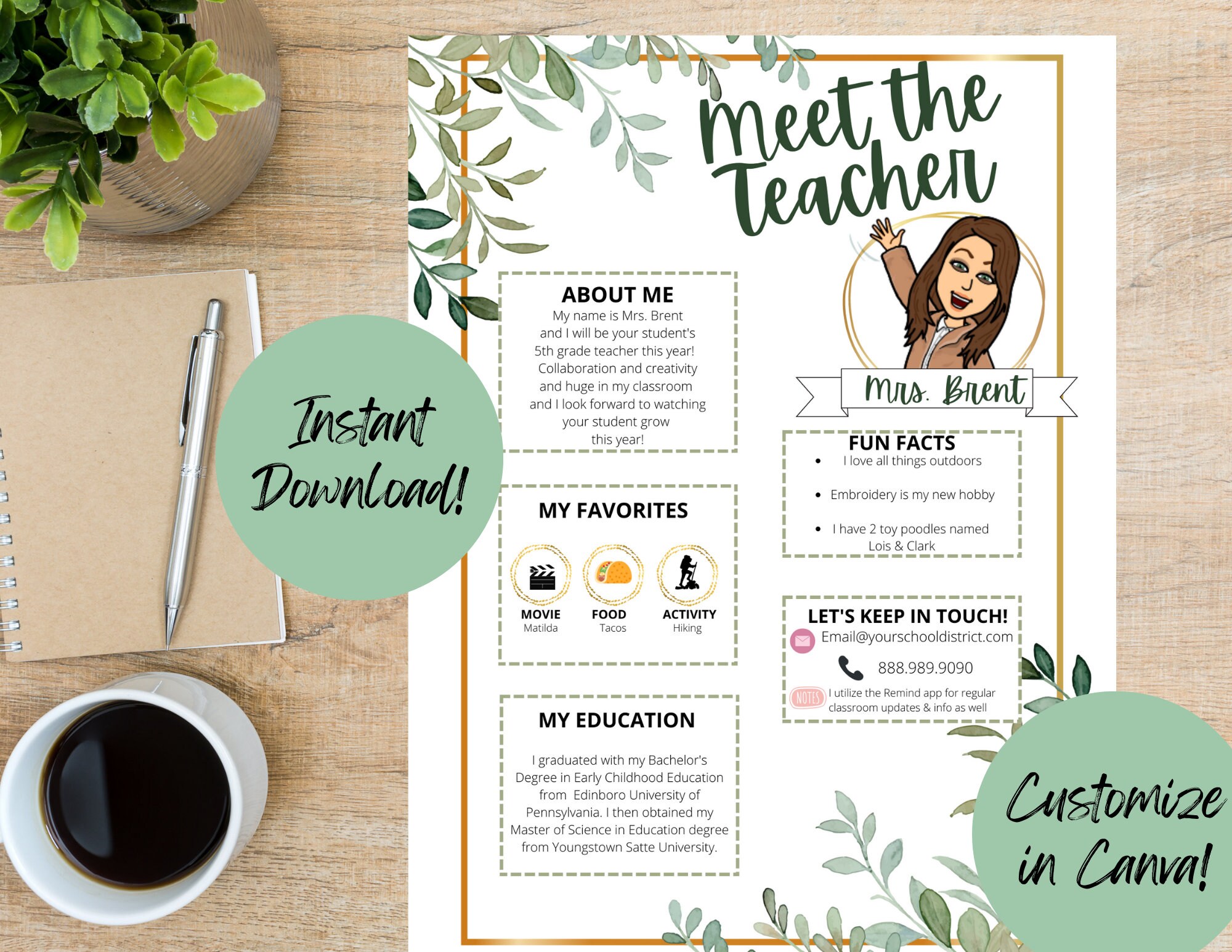 Meet the Teacher Editable Template, Back to School Welcome Letter ...