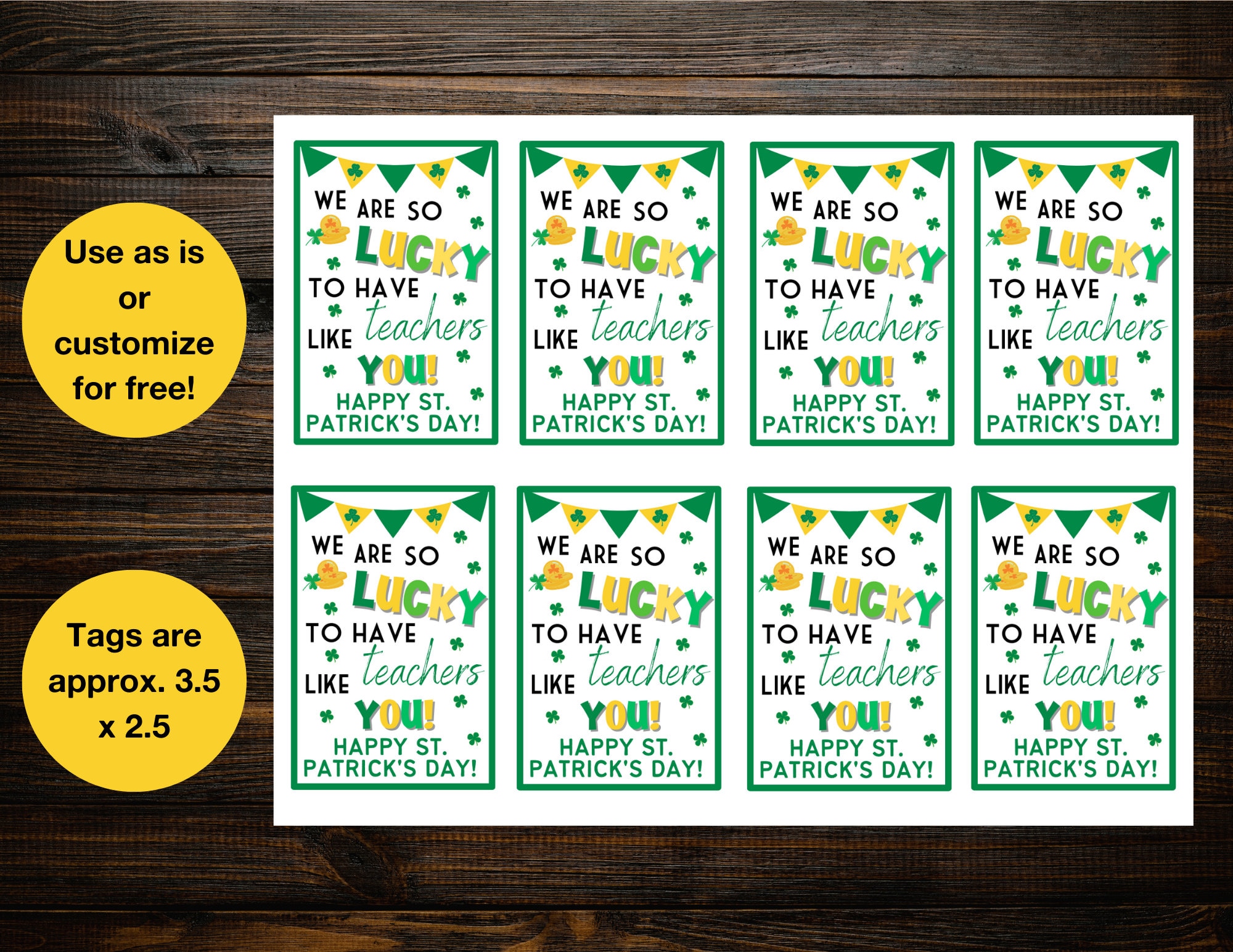 Teacher Appreciation Holiday St Patrick's Day Tag PTO PTA We Are so ...