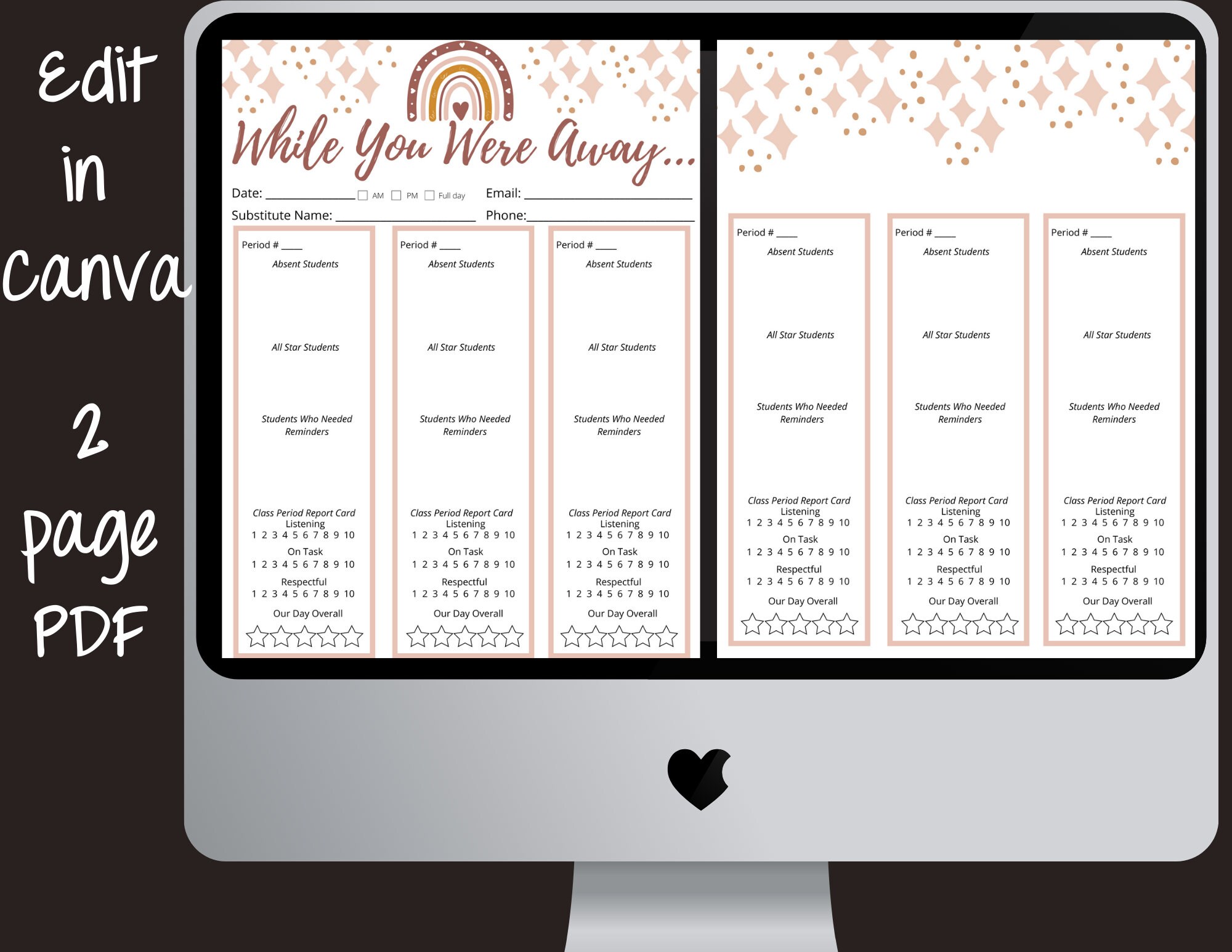 Middle High School Substitute Teacher Printable, Teacher Note ...