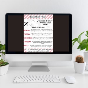 Teacher Appreciation Week Travel Theme Itinerary Plan Agenda Weekly ...