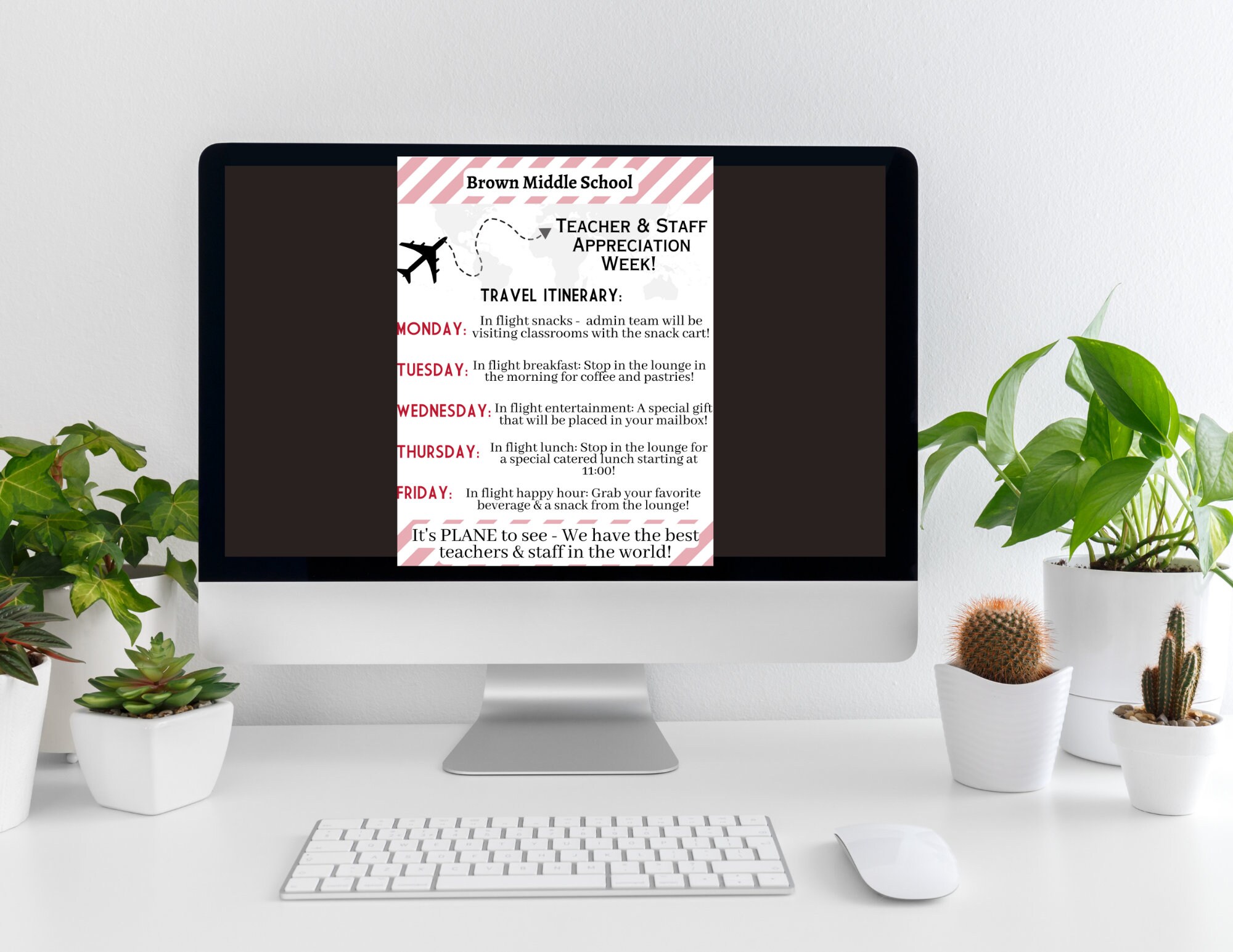 Teacher Appreciation Week Travel Theme Itinerary Plan Agenda Weekly ...