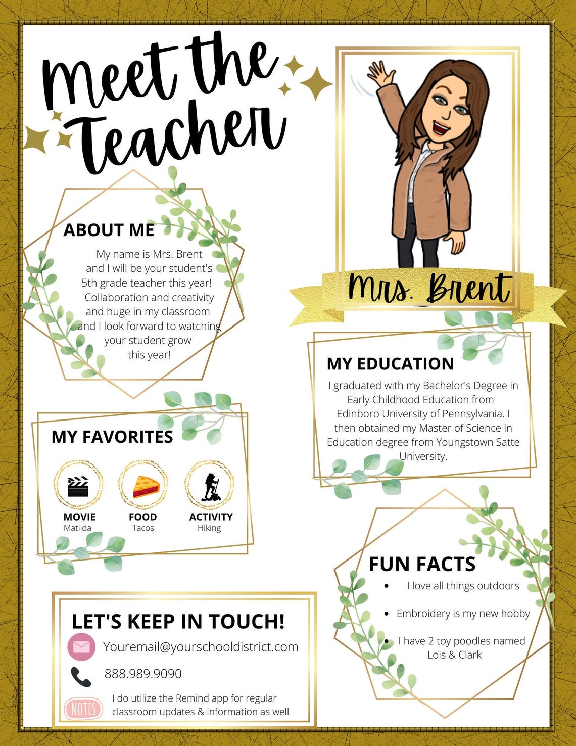 Meet the Teacher Editable Template Back to School Welcome | Etsy