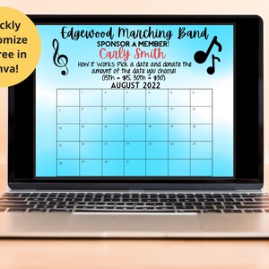 School Band Calendar Fundraiser, Marching Band Pick A Date to Donate ...