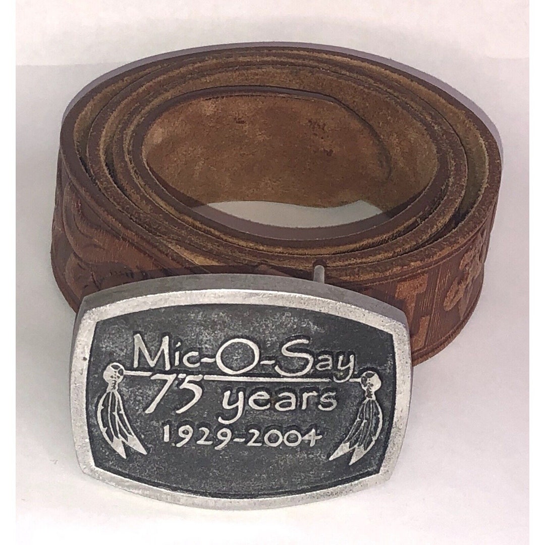 2004 Tribe of Mic-o-say Boy Scout 75 Anniv. Embossed Leather Belt ...