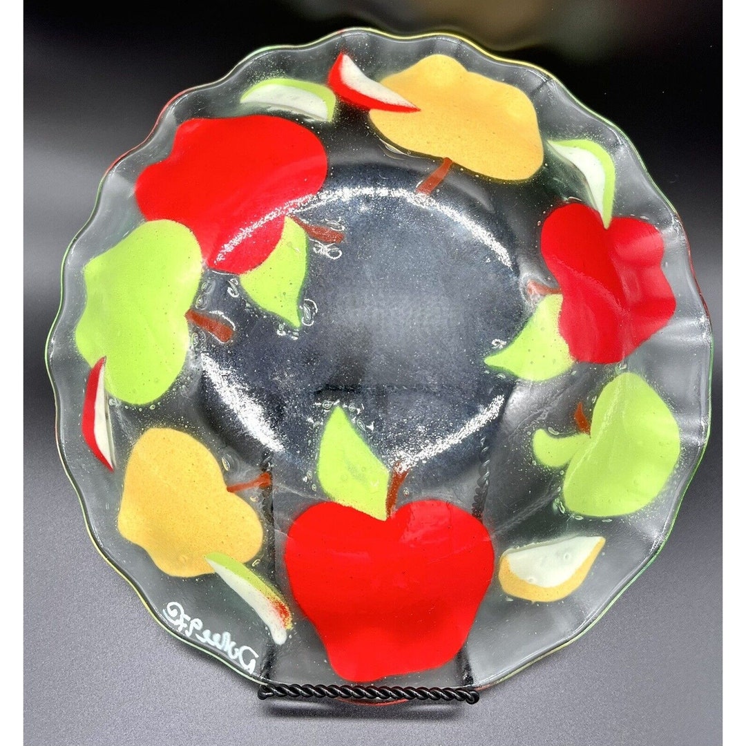 Vintage 1997 Andra Duree Martin Signed Apple Fused Art Glass Bowl RARE ...