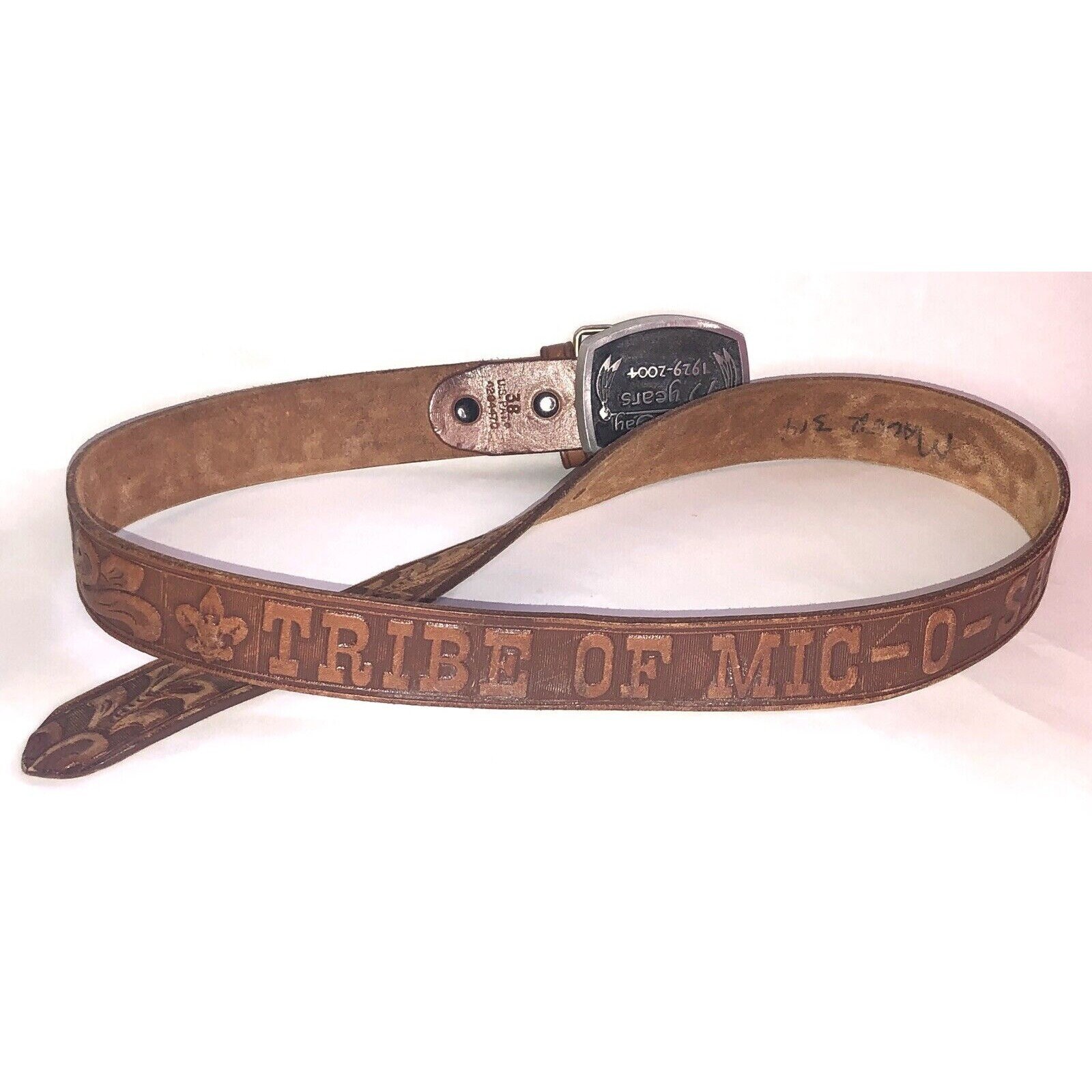 2004 Tribe of Mic-o-say Boy Scout 75 Anniv. Embossed Leather Belt ...