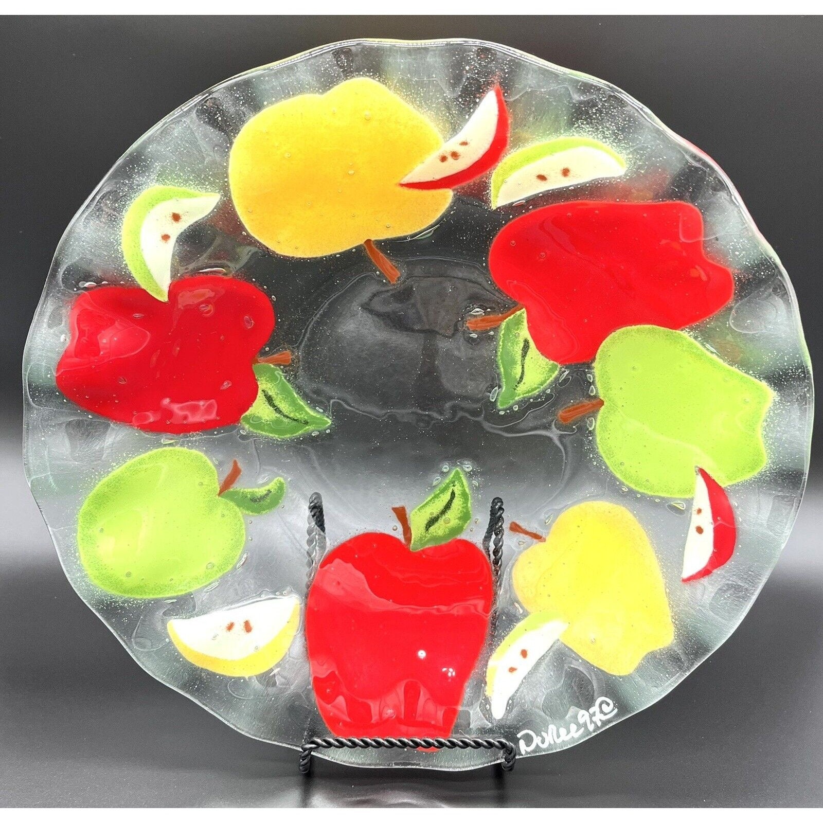 Vintage 1997 Andra Duree Martin Signed Apple Fused Art Glass Bowl RARE ...