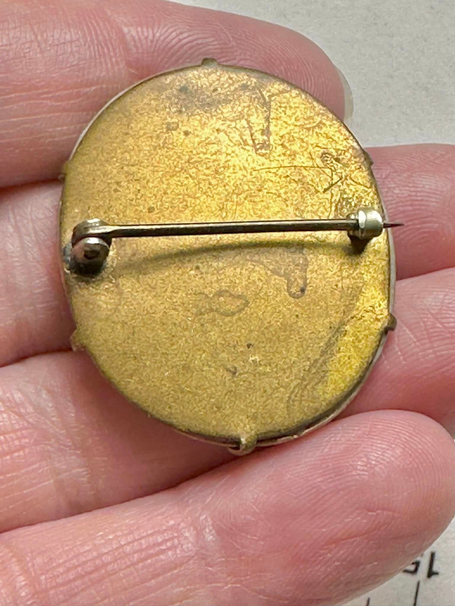 A Victorian Hand Painted Porcelain Brooch With Pink Wild Roses and ...