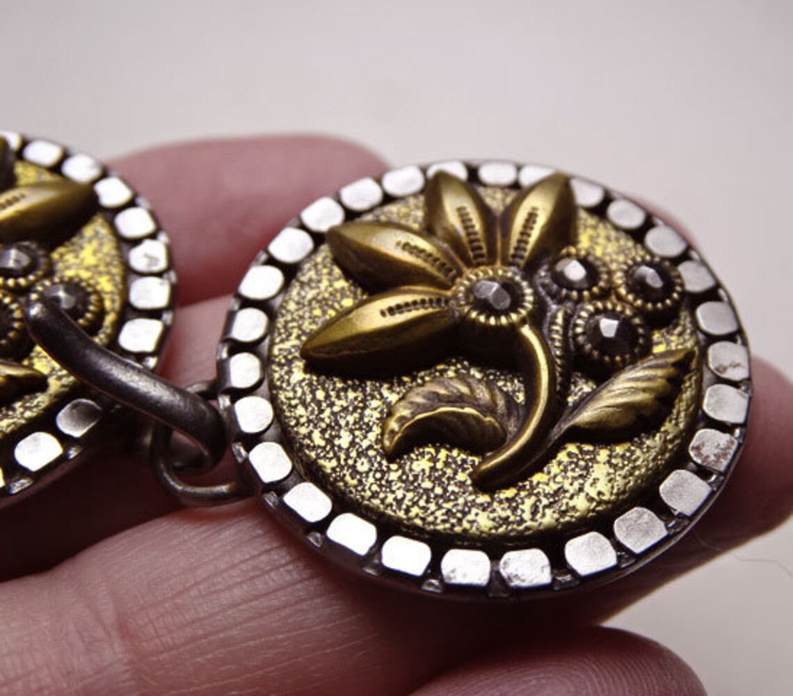 A Heavy Victorian/edwardian Cloak Clasp With Gilt Brass and Cut Steel ...