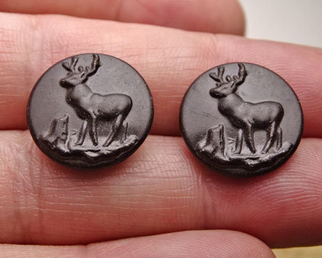 Set of 10 Victorian Brown Painted Hunt Buttons With Image of a Stag ...