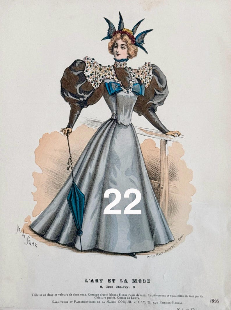 Choice of 1895 French Fashion Plates, L’art Et La Mode - Hand Tinted ...