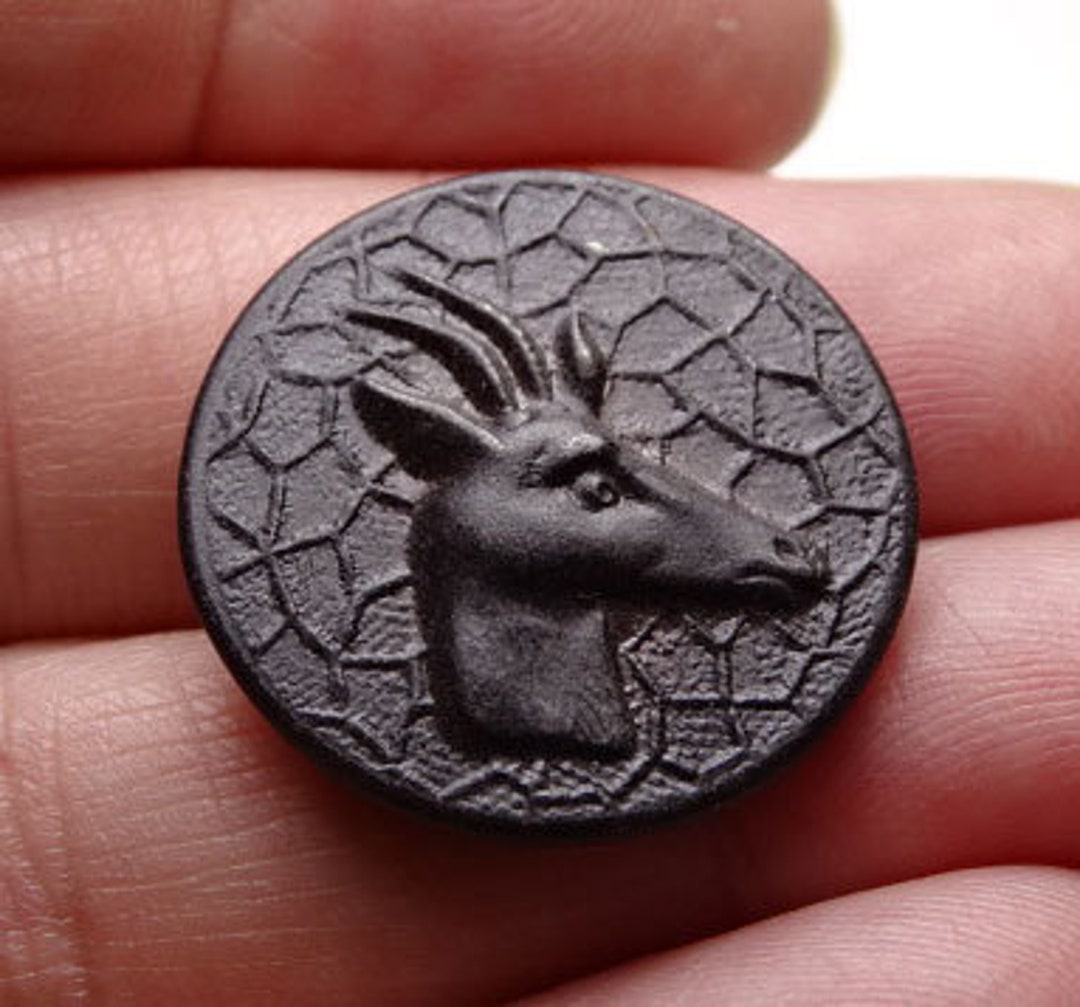 Set of 12 Victorian Brown Painted Hunt Buttons With Image of a Chamois ...