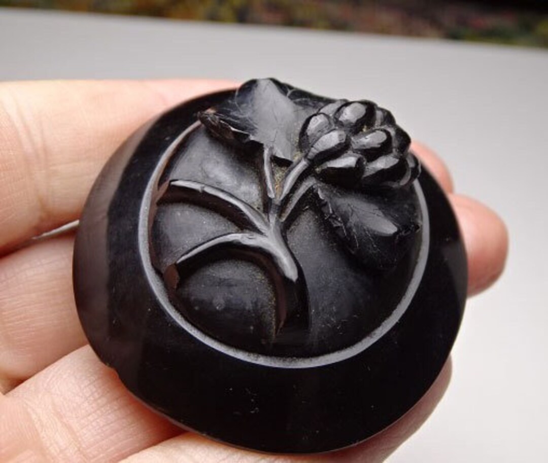 Huge Hand Carved Whitby Jet Victorian Mourning Brooch With Hops in High ...