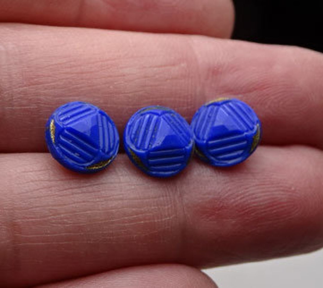 Set of 8 Tiny Cobalt Blue Ca20s Deco Round Buttons #599 - Etsy