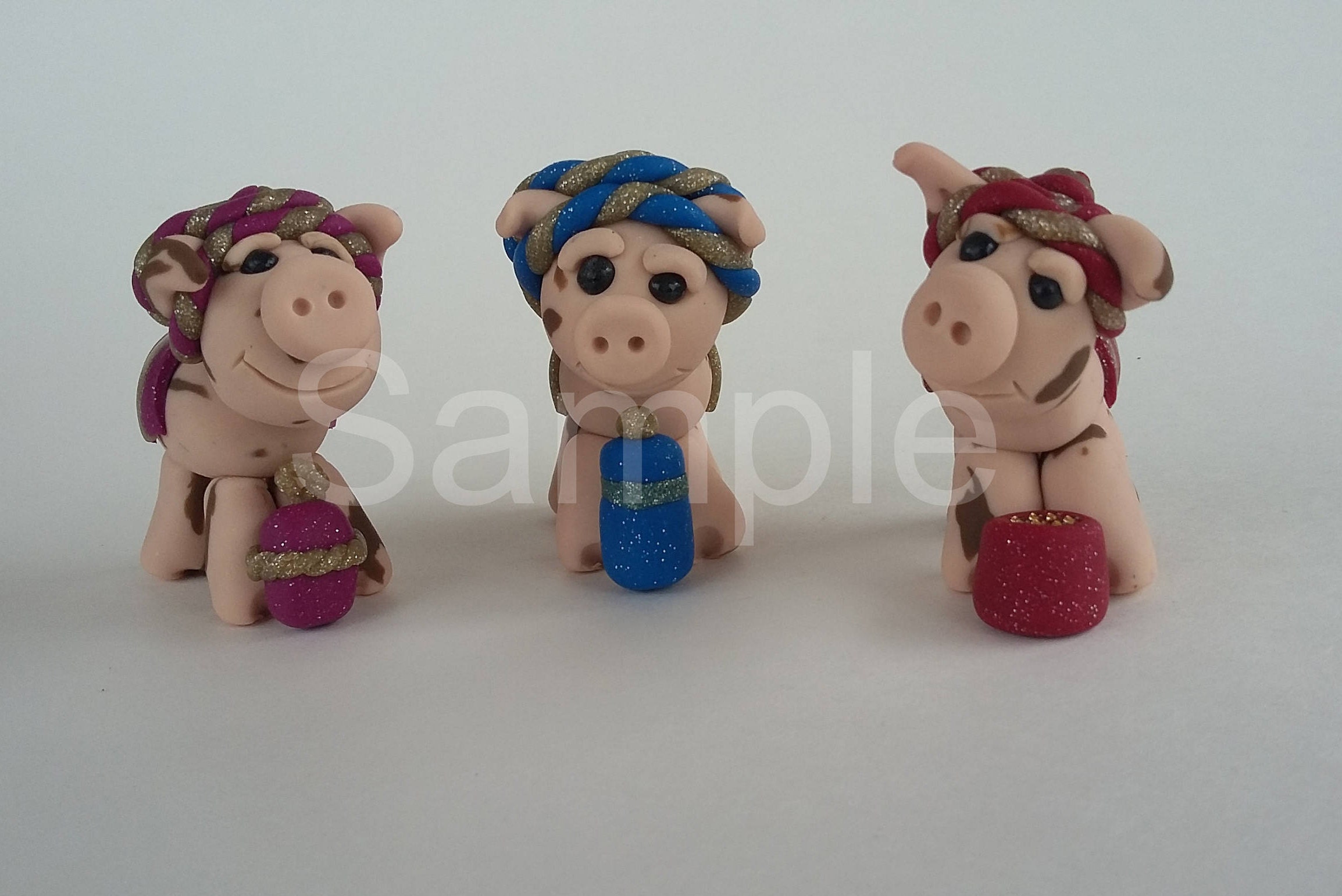 Pig Nativity Set: Handmade Polymer Clay Manger Scene - Collectible ...