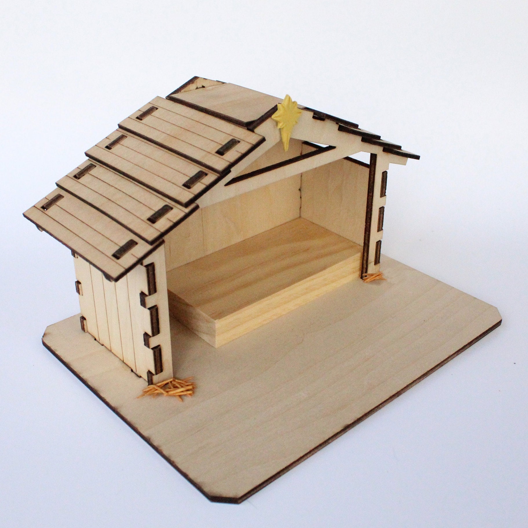 Nativity Stable: Wooden Manger Scene, Christmas Decor - Etsy