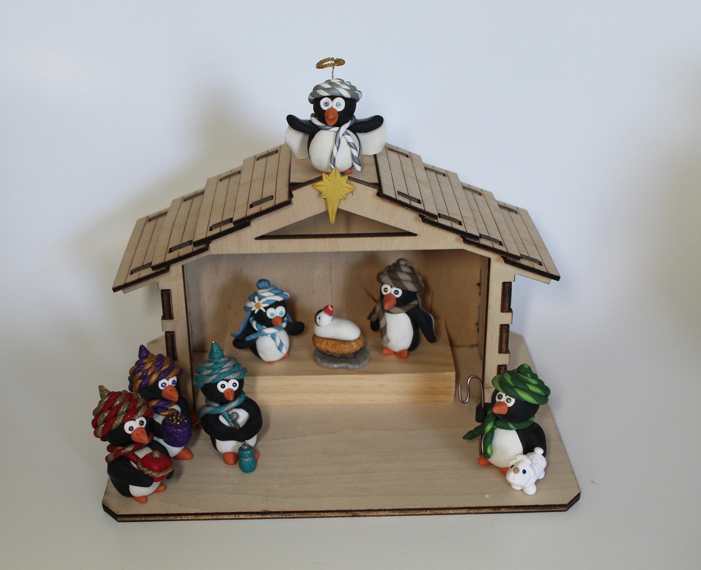 Penguin Nativity Set: Handcrafted, Unique, Polymer Clay Figurines ...