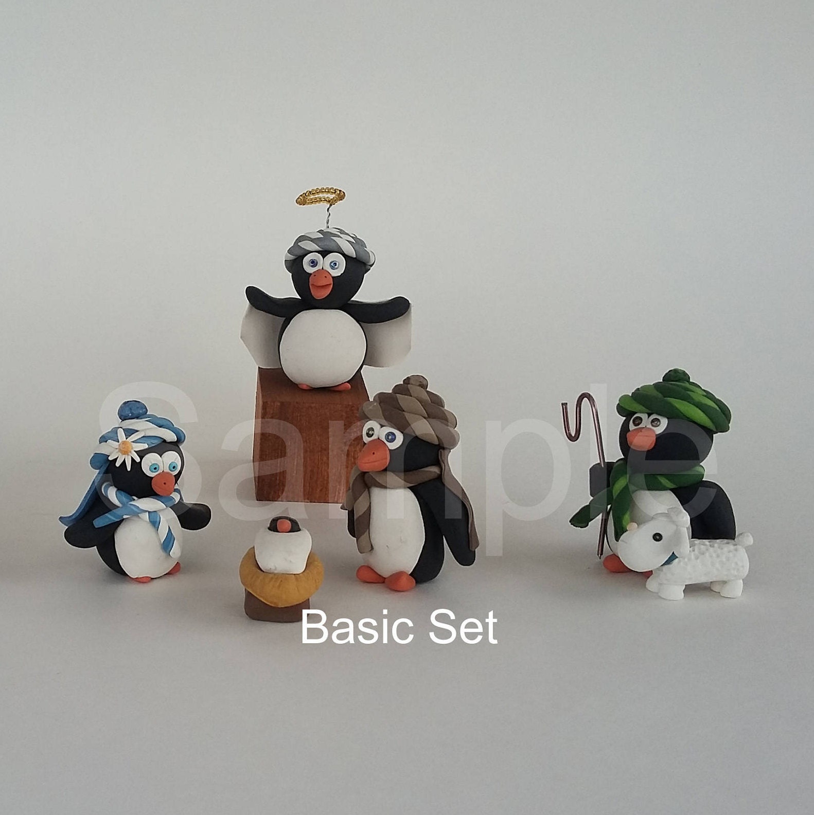 Penguin Nativity Set: Handcrafted, Unique, Polymer Clay Figurines ...