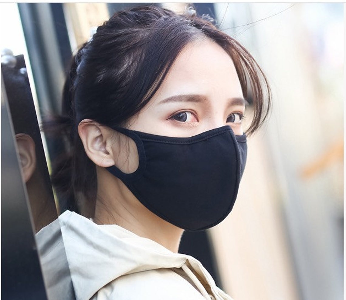 Women's Reusable Black Cotton Cloth Face Mask Breathable - Etsy