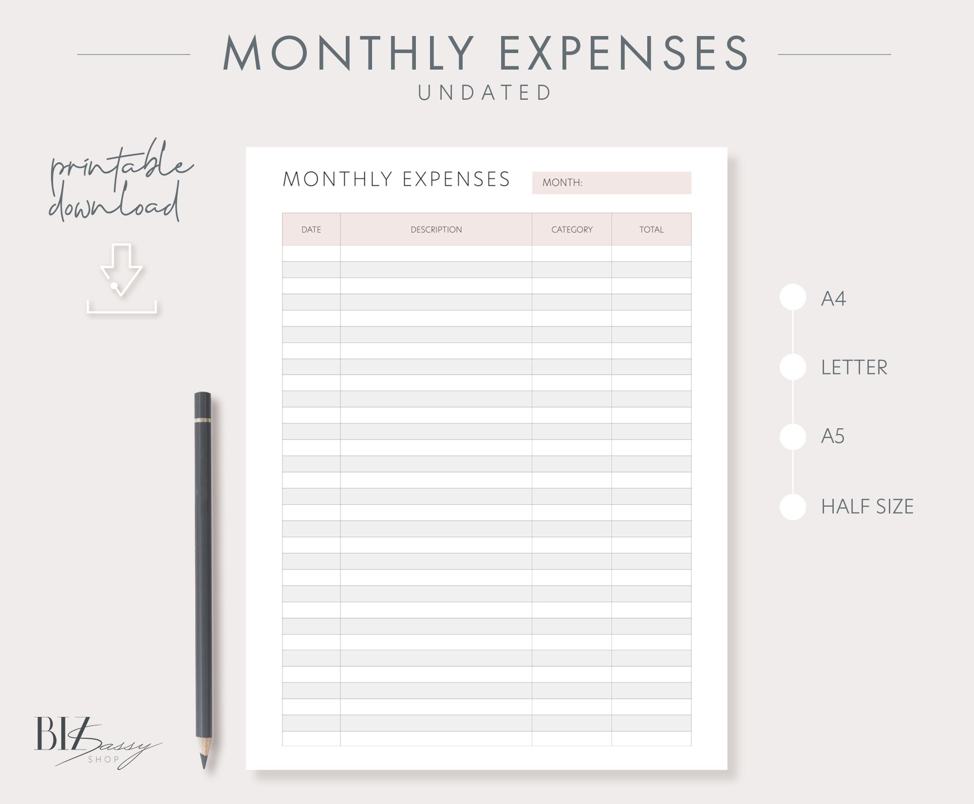 Monthly Expense Tracker, Expense Tracker, Expense Tracker Printable ...