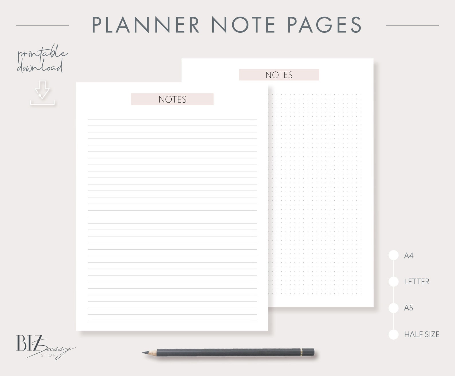 Note Pages Printable, Planner Note Page, Blank Note Pages, Planner ...