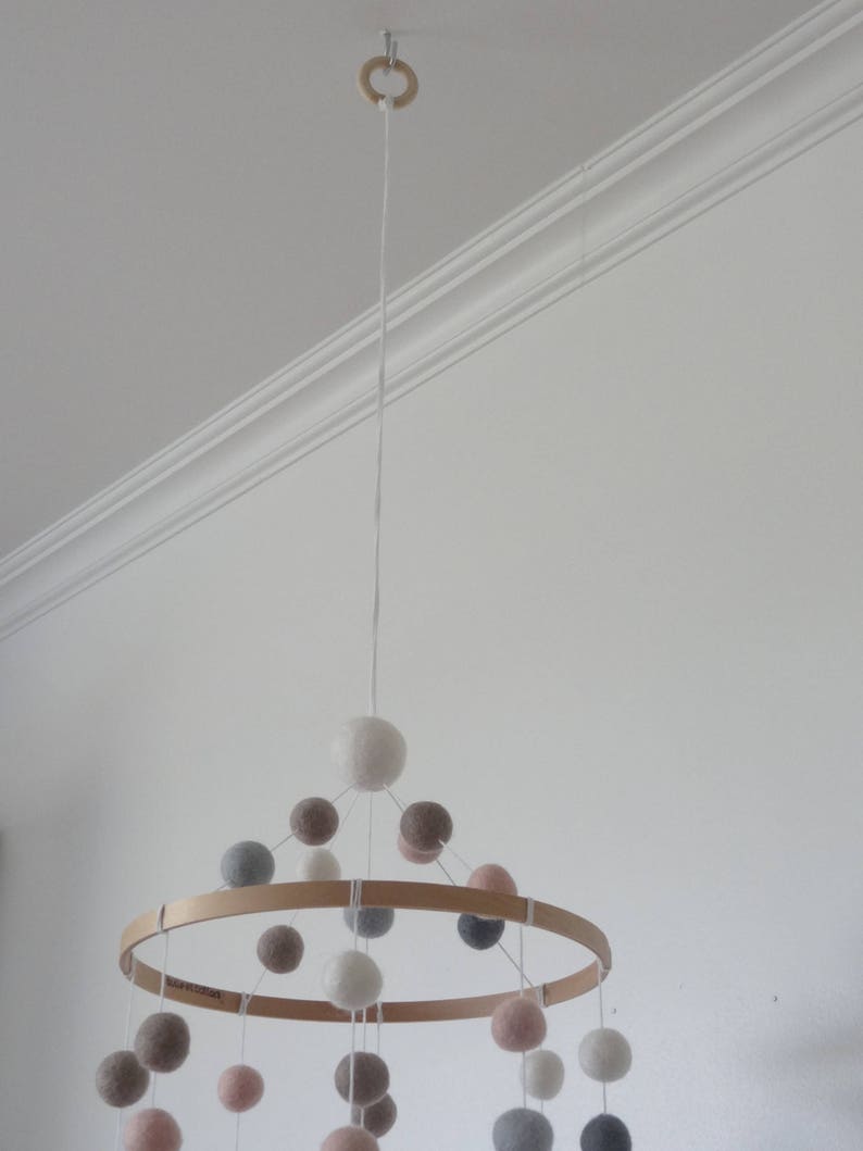 Nursery mobile/old pink gray/baby mobile/crib mobile/felt | Etsy