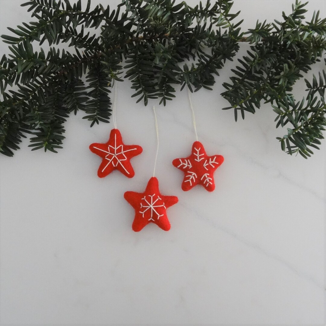 Christmas Stars Ornaments/red Christmas Tree Ornament/star Ornament ...