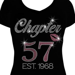 Chapter 57 Est. 1968 Bling Shirt, Birthday Bling Shirt, Rhinestone ...