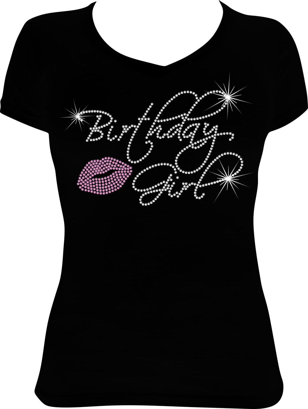 Birthday Girl Lips Bling Shirt Birthday Shirt Women Rhinestone Bling