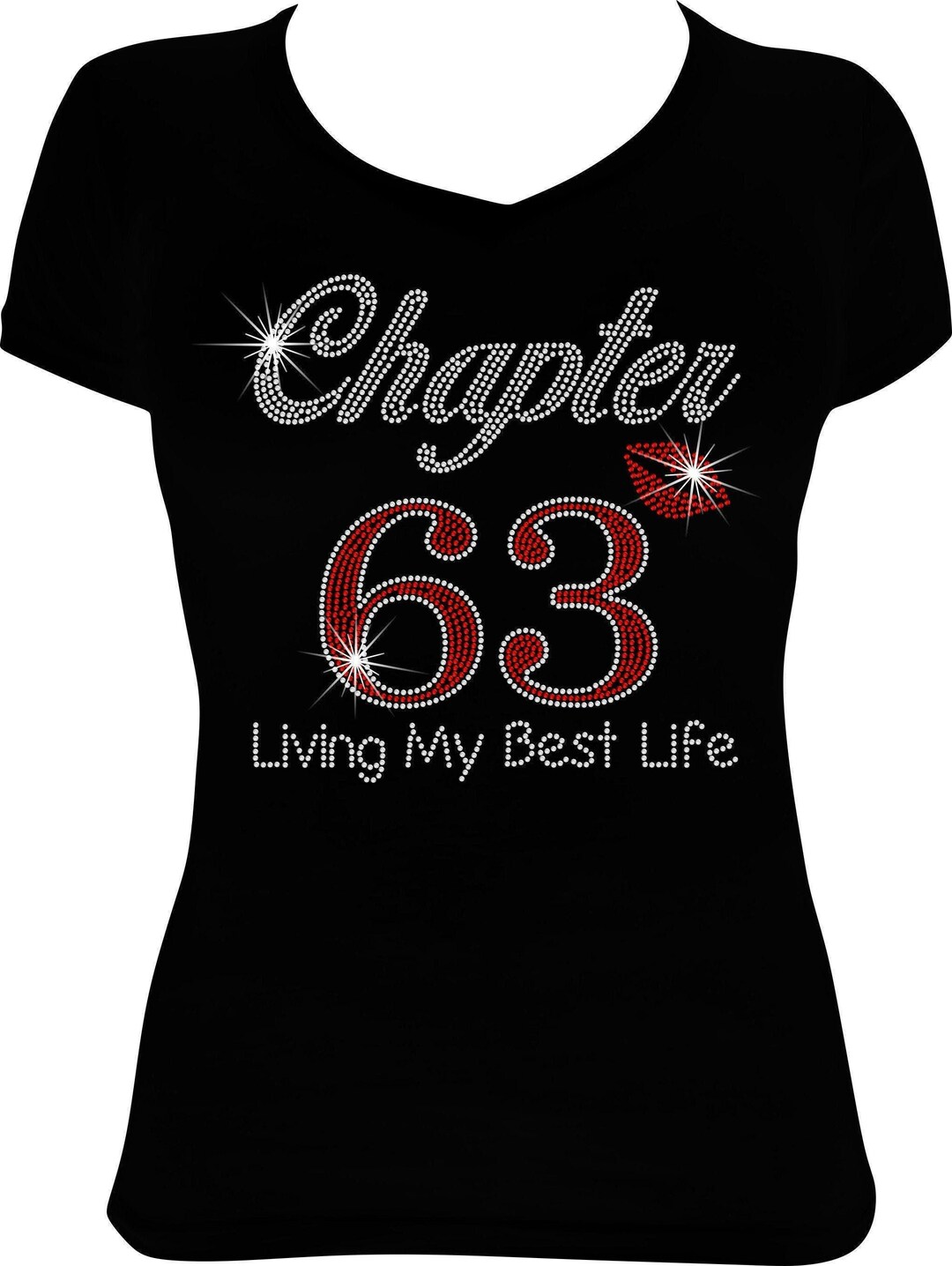 Chapter 63 Living My Best Life Bling Birthday Shirt, 63rd Birthday ...