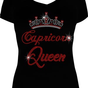 Capricorn Queen Crown Bling Shirt, Birthday Bling, Birthday Shirt ...