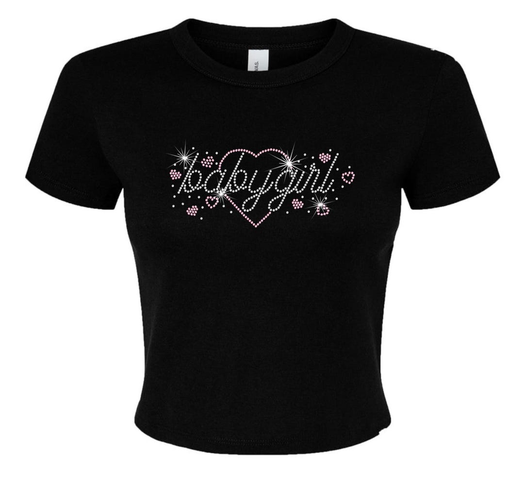 Baby Girl Crop Top Baby Tee With Crystal Rhinestones Y2K 2000s Bling ...