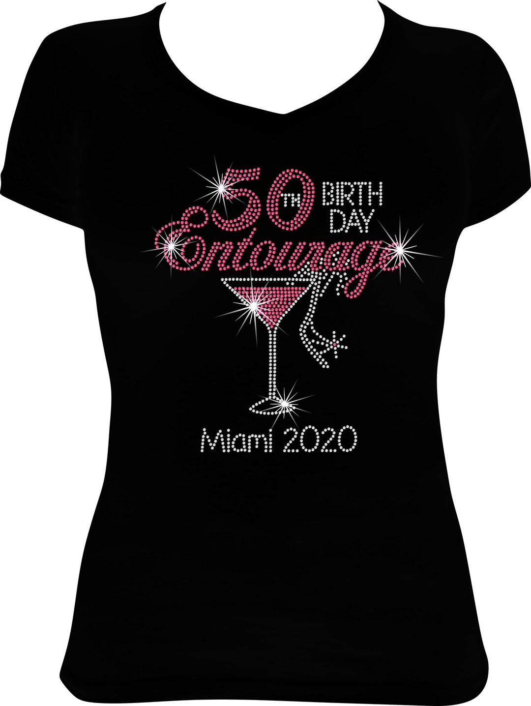 Any Age Birthday Entourage Martini Bling Shirt, Birthday Shirt ...