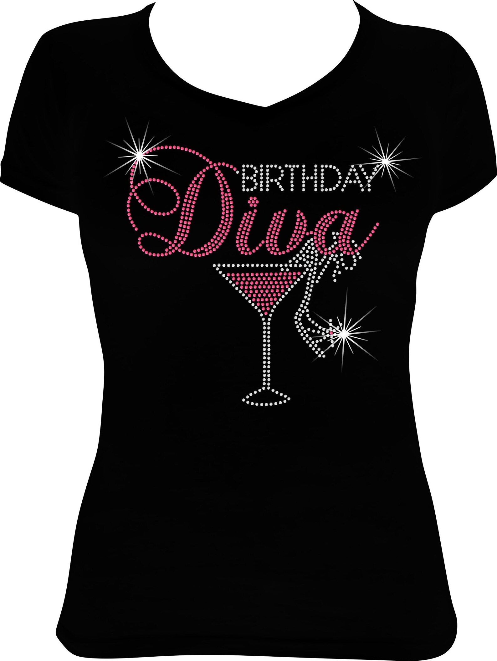 Birthday Diva Martini Bling Shirt Birthday Bling Birthday Etsy