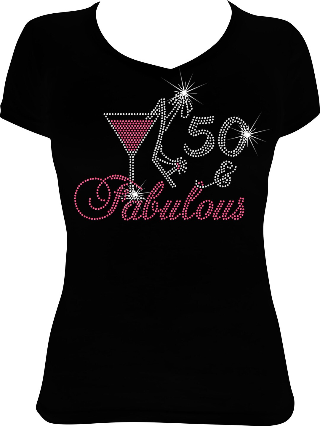 50 And Fabulous Martini Bling Birthday Shirt 50th Birthday Bling Shirt