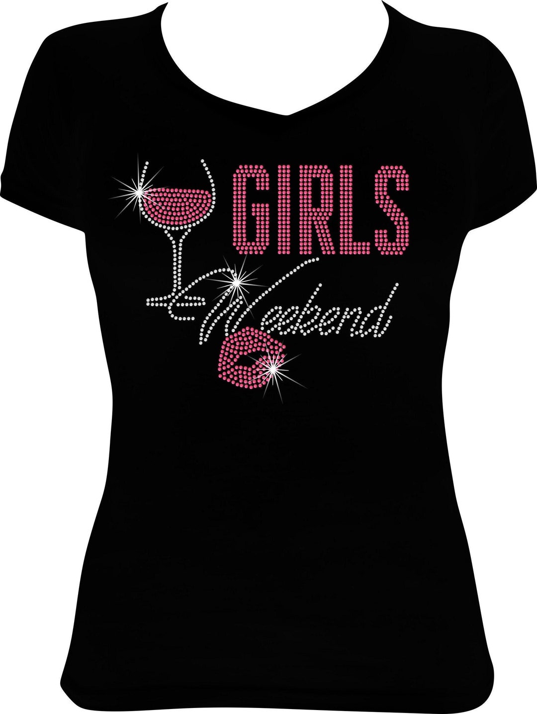 Girls Weekend Wine Lips Bling Shirt, Girls Trip Bling Shirt, Diva Trip ...