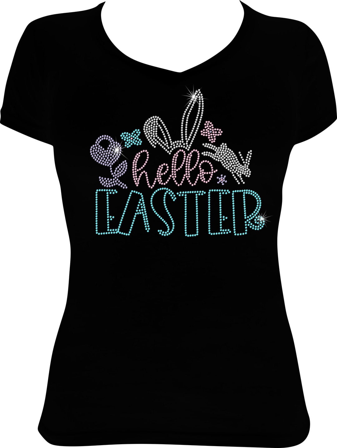Hello Easter Bling Shirt, Easter Bling Shirt, Easter Rhinestone Bling ...