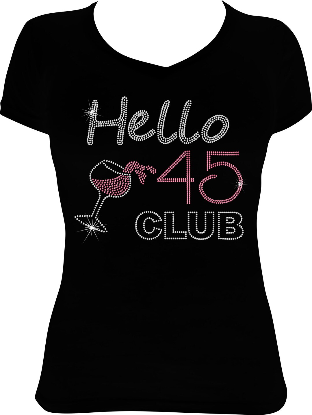 Hello 45 Club Wine Bling Birthday Shirt, 45th Birthday Shirt, Birthday ...