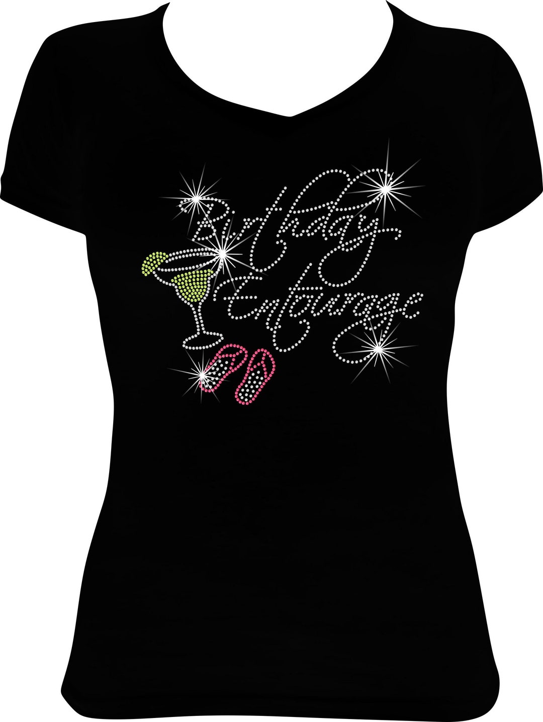 Birthday Entourage Flip Flops Margarita Bling Shirt, Birthday for Her ...
