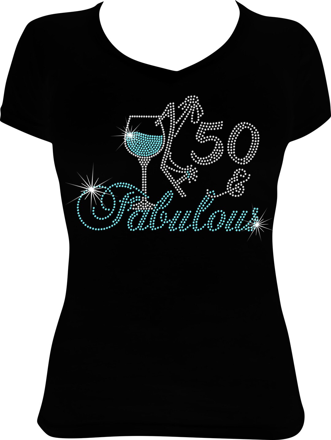 50 And Fabulous Wine Birthday Bling Shirt 50th Birthday Shirt Bling