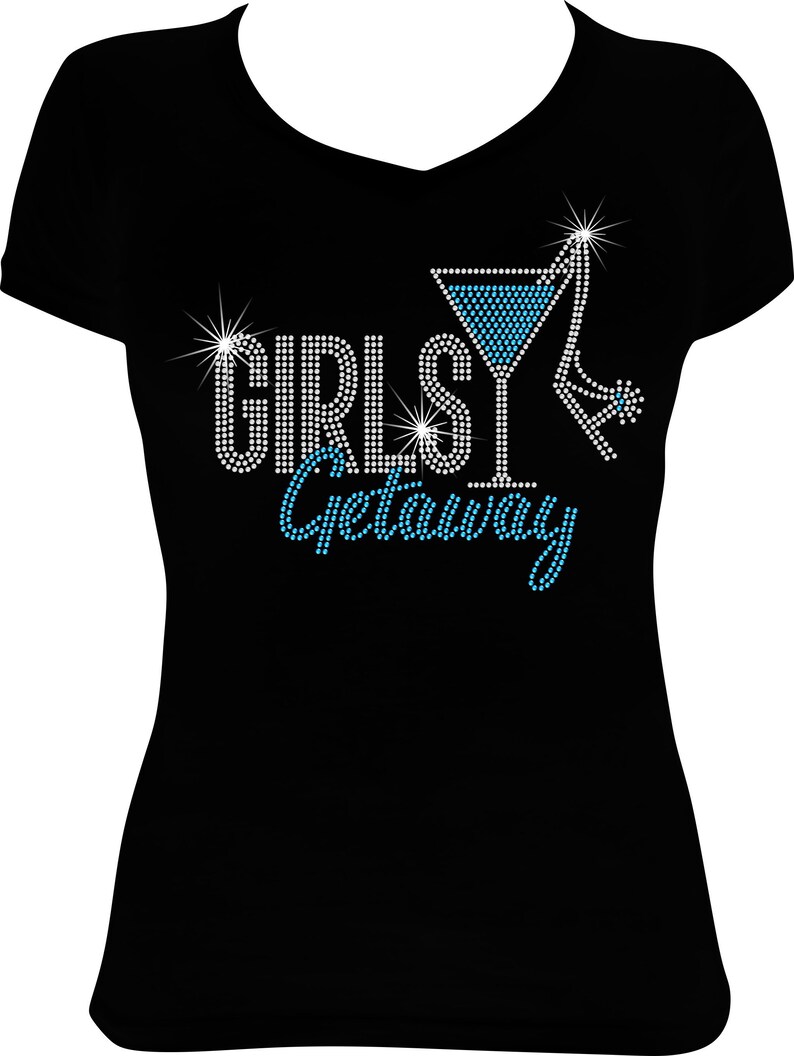 Girls Getaway Martini Bling Shirt Girls Getaway Bling Shirts - Etsy