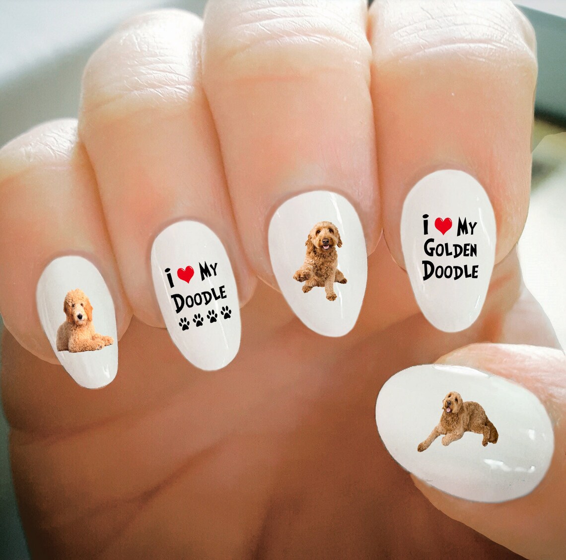 Nail Decals Golden Doodle Nail Decals Dog Nail Decals Water - Etsy