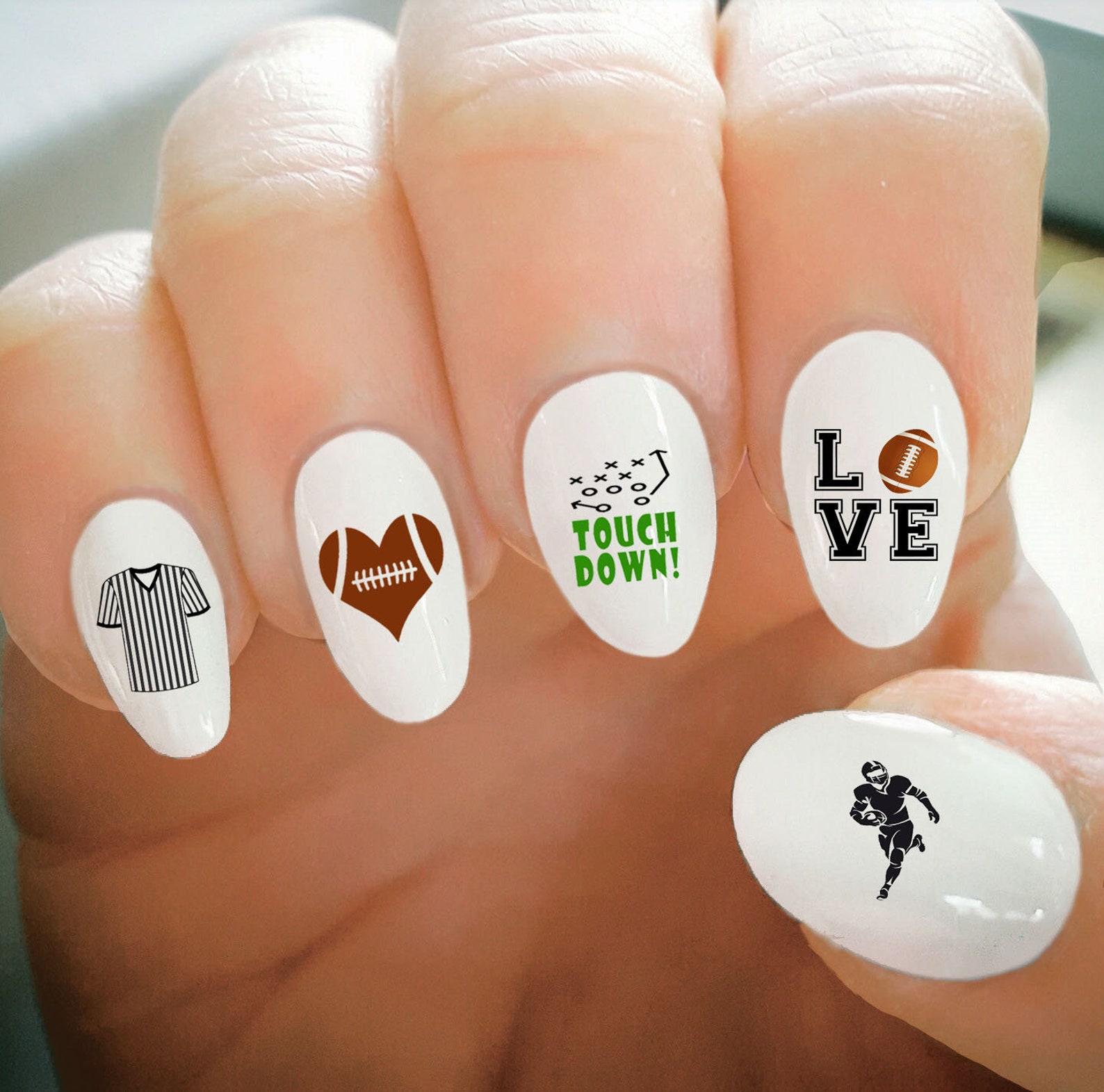 Nail Decals Football Nail Decals Super Bowl Water Transfer - Etsy