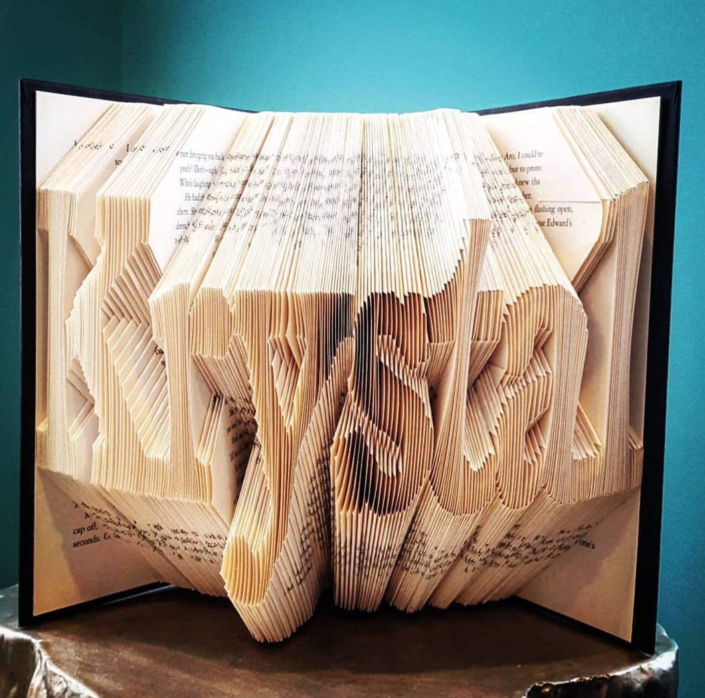 Folded Book Art Book Folding Fold Book Art Choose Font - Etsy
