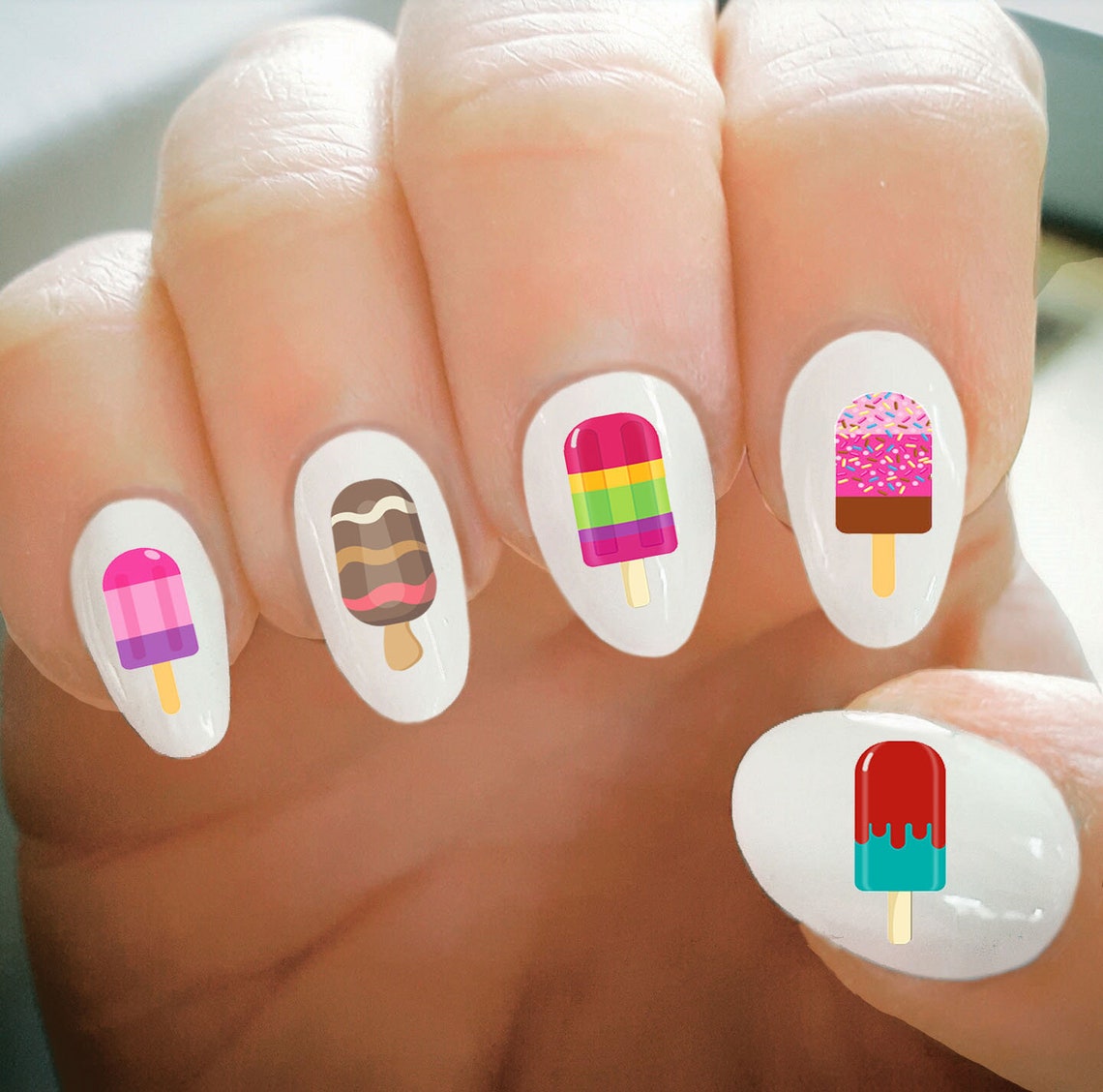 Nail Decals Ice Pop Nail Decals Water Transfer Nail Decals | Etsy