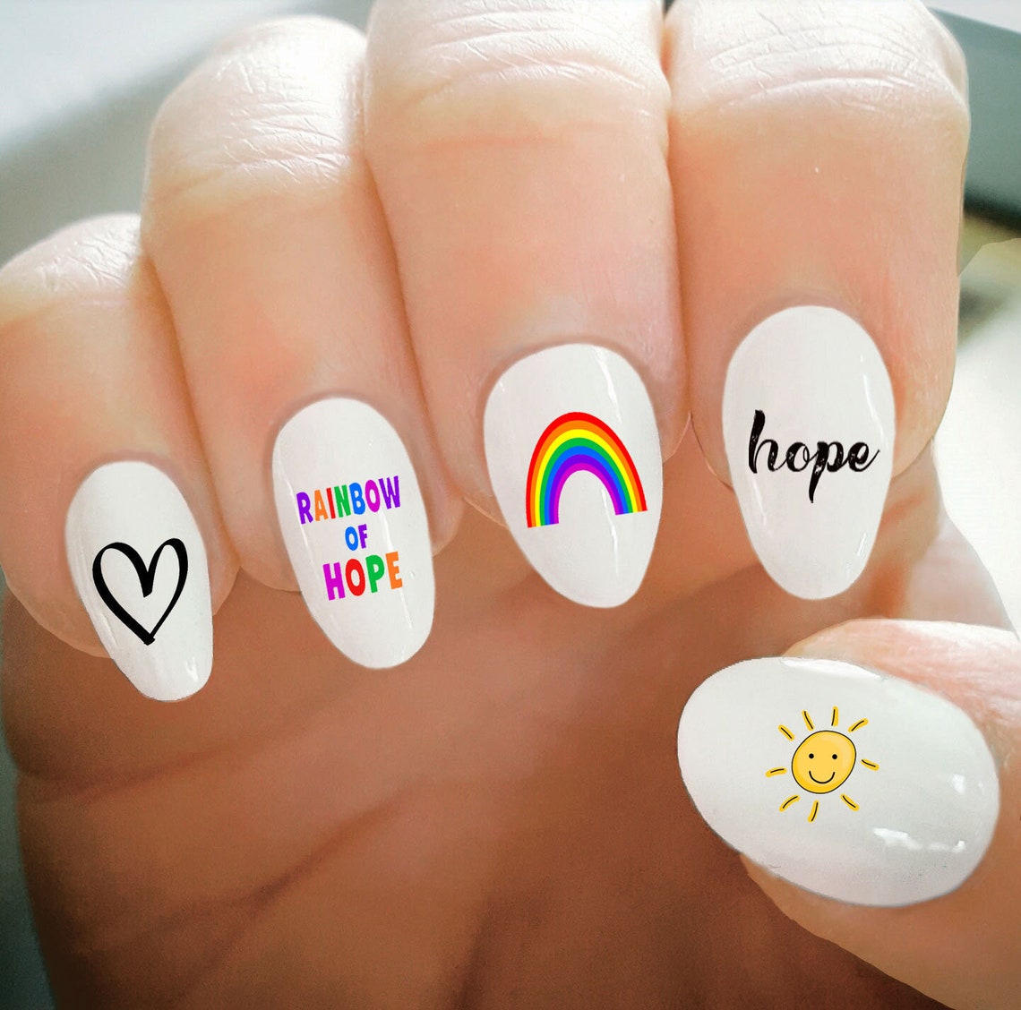Nail Decals Rainbow of Hope Nail Decals Rainbow Decal Water - Etsy
