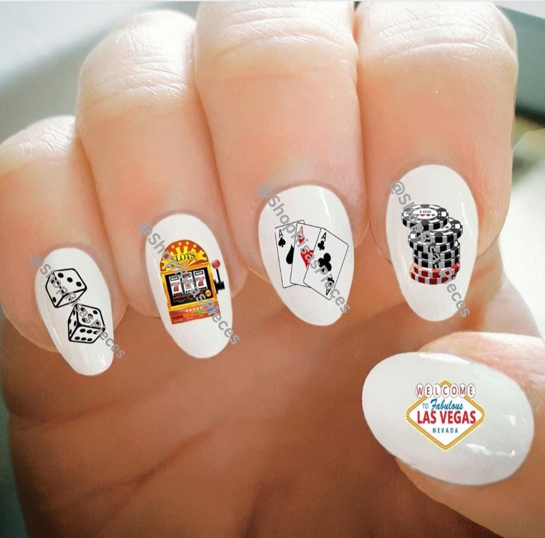 Casino Nail Decals: Cards, Dice, Slots - Water Transfer Nail Art - Etsy UK