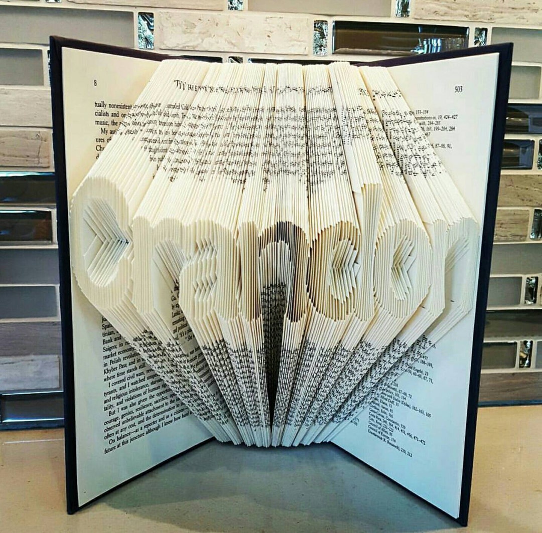 Folded Book Art, Book Folding, Small Font, Fold Book Art, Custom ...