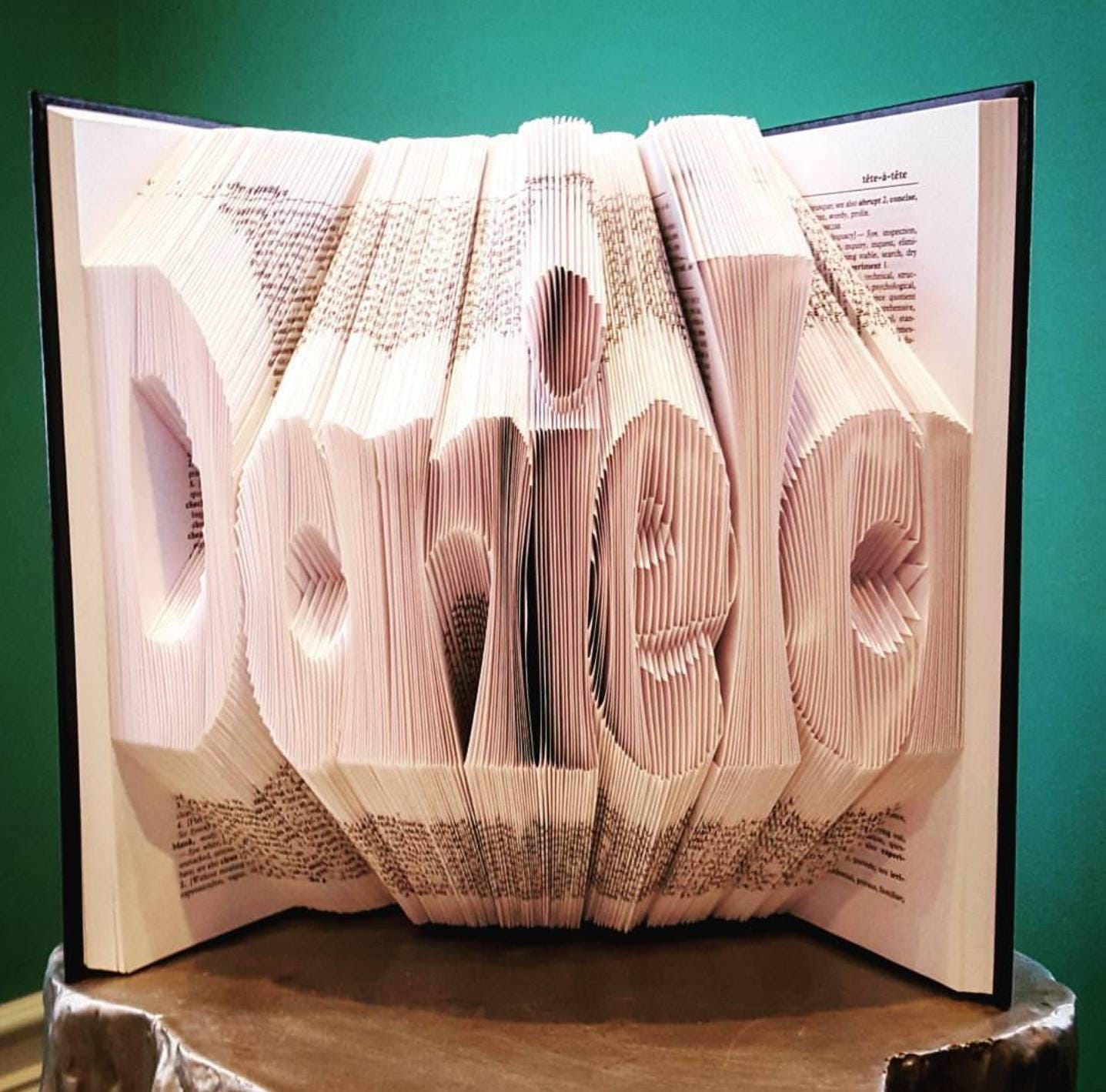 Folded Book Art Book Folding Fold Book Art Choose Font - Etsy