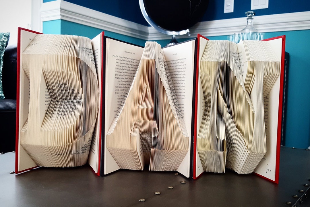 Folded Book Art, Book Folding, Fold Book Art, Choose Font,custom ...